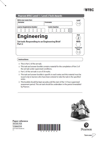 BTEC Engineering Tech Award Mock Exam | Teaching Resources