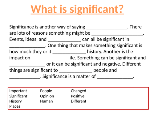 Significance Lesson and Resources | Teaching Resources