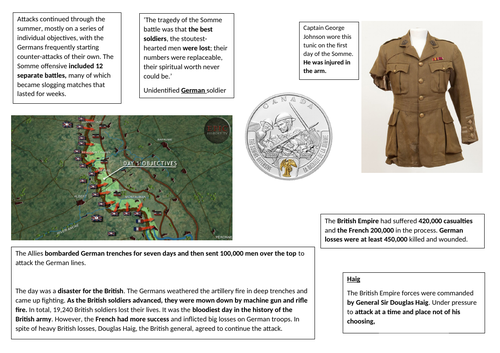 Battle of the Somme - Source Lesson | Teaching Resources