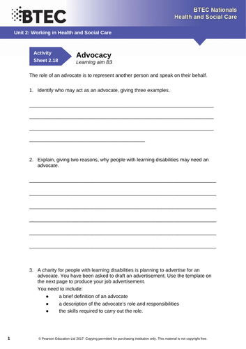 BTEC Level 3 Health and Social Care; Unit 7 Principles of Safe Practice ...