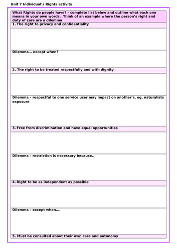 BTEC Level 3 Health and Social Care; Unit 7 Principles of Safe Practice ...