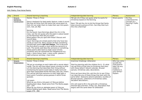 Christmas Free Verse Poetry | Teaching Resources