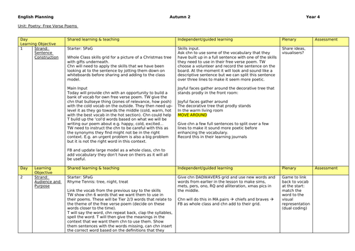 Christmas Free Verse Poetry | Teaching Resources