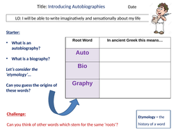 Autobiography: Blurbs | Teaching Resources