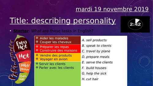 Personality in French. Personal qualities. The world of work | Teaching ...