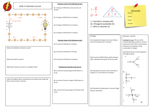 Charge current time worksheet | Teaching Resources