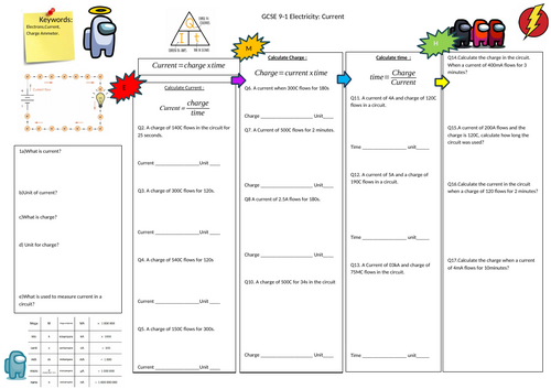 Charge current time worksheet | Teaching Resources
