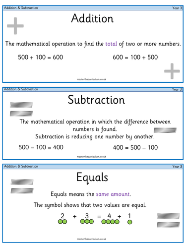 Year 3- Addition & Subtraction Vocabulary and Assessment | Teaching ...