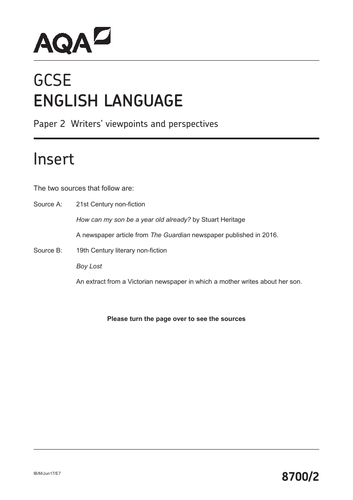 GCSE English Language (AQA) Exam Revision: Paper 2 Guide on how to ...