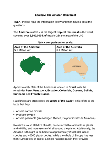 Deforestation in the Amazon | Teaching Resources