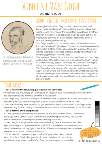 Van Gogh artist research & analysis worksheet | Teaching Resources