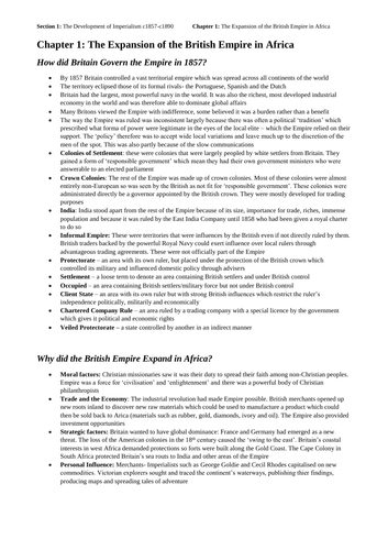 1J The British Empire - Complete Set of Notes | Teaching Resources