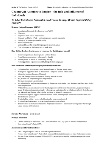 1J The British Empire - Complete Set of Notes | Teaching Resources