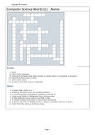 Computer Science Crossword (KS3 KS4) | Teaching Resources