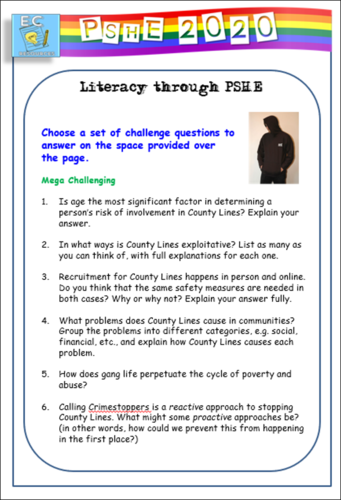 PSHE workbook County Lines | Teaching Resources