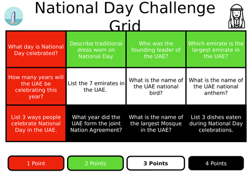 UAE National Day Challenge Grid | Teaching Resources