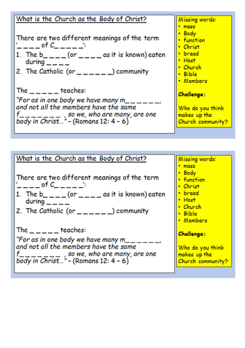 Church as the Body of Christ | Teaching Resources