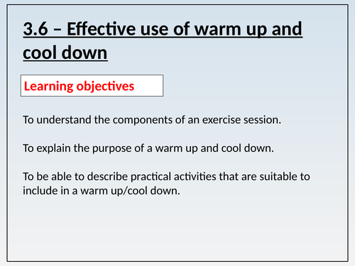 Physical training: Effective use of warm up and cool down, gcse pe ...