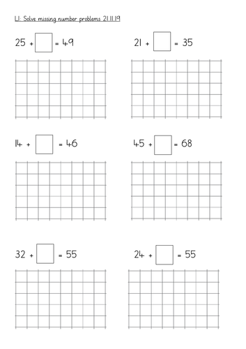 Year 2 Missing number 2 digit | Teaching Resources