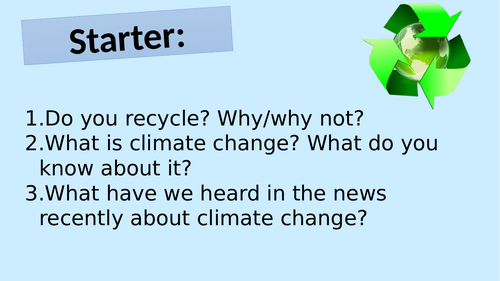 Climate Change & Plastic Pollution Writing and S+L | Teaching Resources