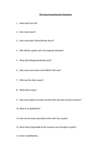 The Middle Passage - The Zong | Teaching Resources