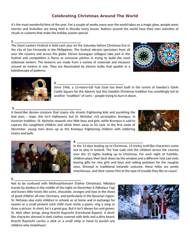 Celebrating Christmas Around The World - Reading Comprehension ...