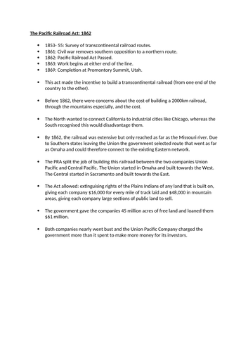 Homestead and Pacific Railroad Act (Edexcel American West) | Teaching ...