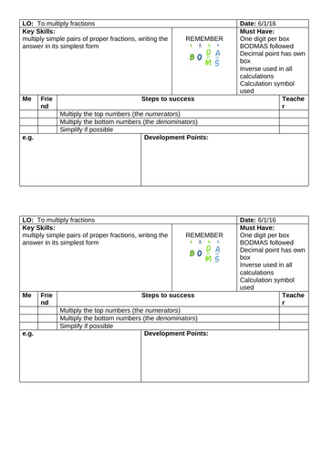 SKILL BASED Year 4/5/6 Maths Success Criteria With Self Evaluation ...