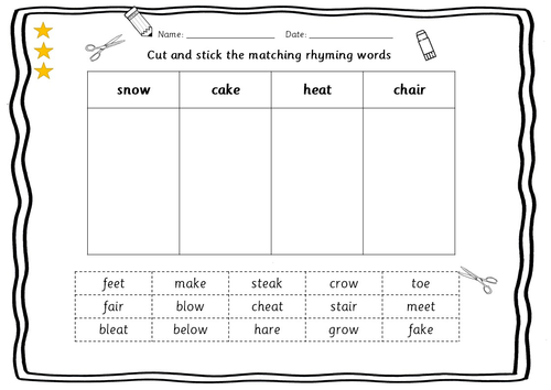 Differentiated rhyming worksheets - Reception/Year 1/ Year 2 - RWI set ...