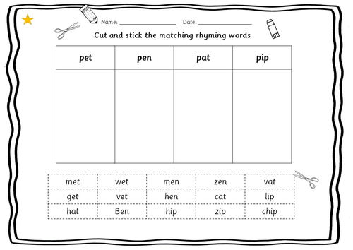 Differentiated rhyming worksheets - Reception/Year 1/ Year 2 - RWI set ...
