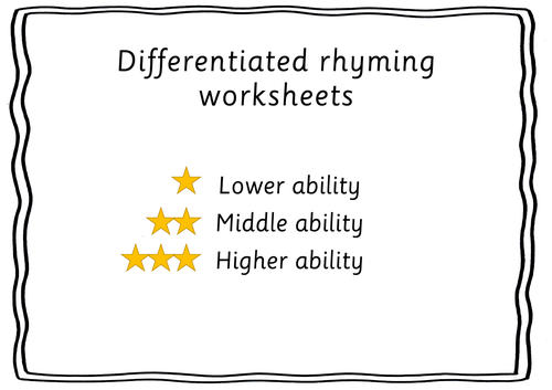 Differentiated rhyming worksheets - Reception/Year 1/ Year 2 - RWI set ...