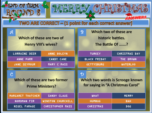 History Quiz Christmas | Teaching Resources