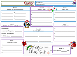 Geography Christmas Quiz | Teaching Resources