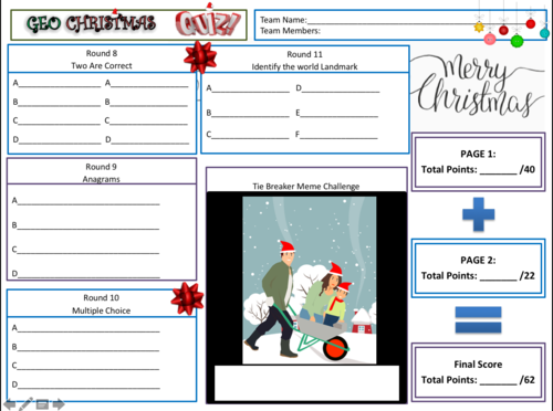 Geography Christmas Quiz | Teaching Resources