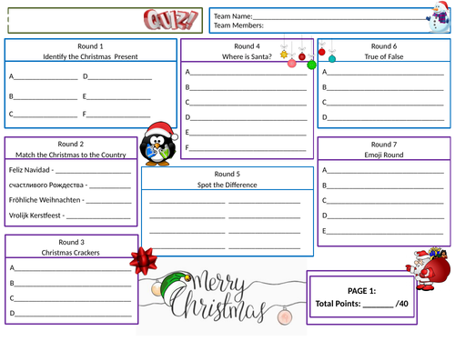 Geography Christmas Quiz | Teaching Resources