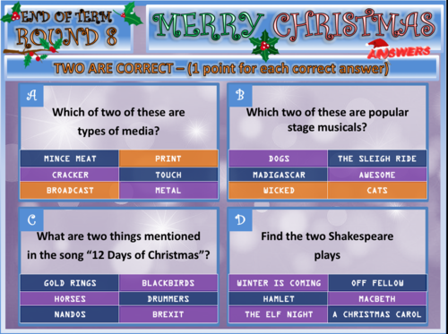 Drama Christmas Quiz | Teaching Resources