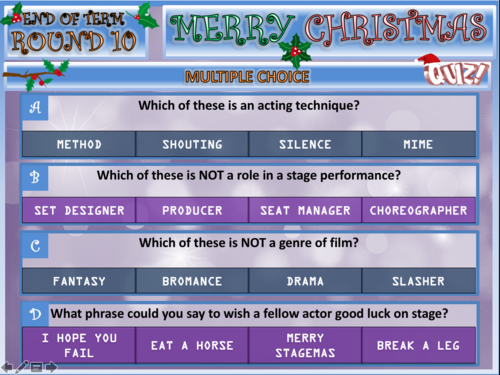 Drama Christmas Quiz | Teaching Resources