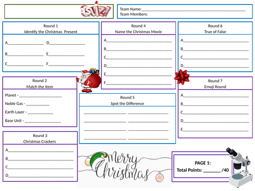 Science Christmas Quiz | Teaching Resources