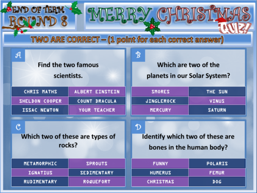 Science Christmas Quiz | Teaching Resources