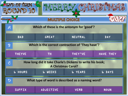 English Christmas Quiz | Teaching Resources