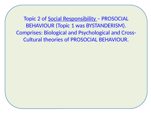 IB Psychology - Human Relationships option, Social Responsibility unit ...