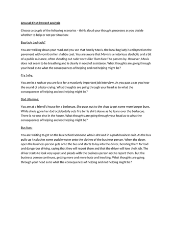 IB Psychology - Human Relationships option, Social Responsibility unit ...