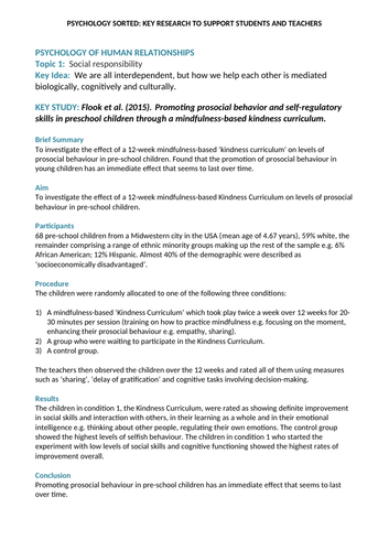 IB Psychology - Human Relationships option, Social Responsibility unit ...