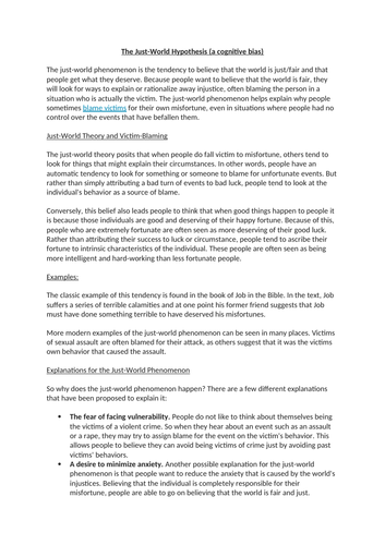 IB Psychology - Human Relationships option, Social Responsibility unit ...