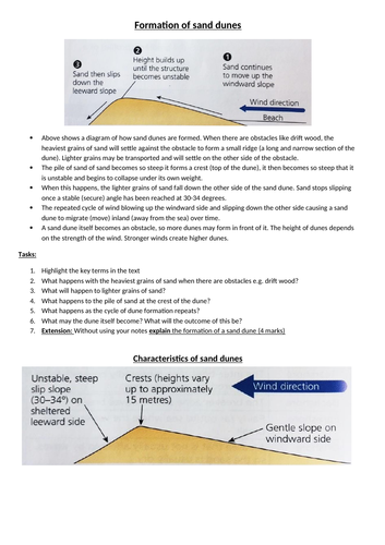Geography, sand dunes, Sandy vs Shingle beach | Teaching Resources