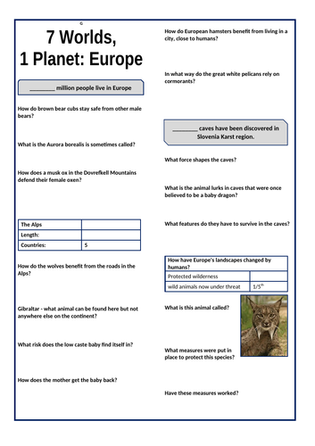 Seven Worlds, One Planet - Europe | Teaching Resources