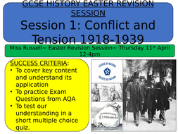 AQA History Conflict and Tension 1918-1939 Revision Lesson | Teaching ...