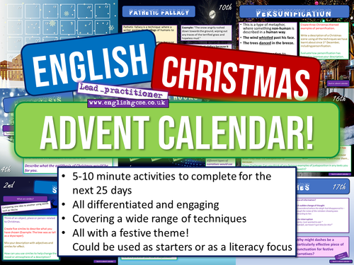 English Christmas Advent Calendar | Teaching Resources