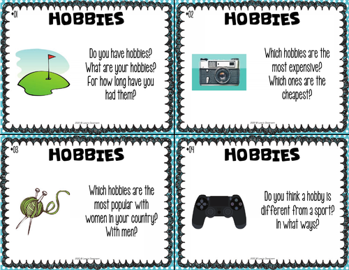 Conversation Starters Cards | Hobbies | Middle and High School ...