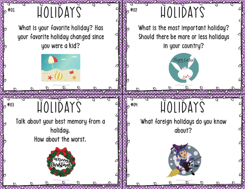 Conversation Starters Cards | Holidays | Middle and High School ...